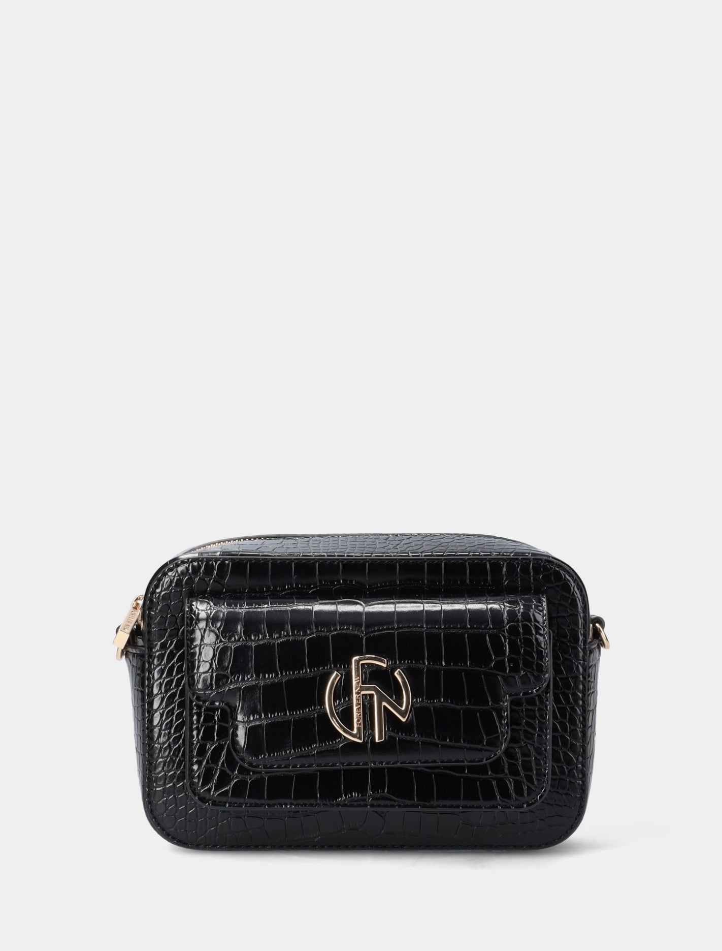 Cooper Croco Camera Bag Black | Forever New