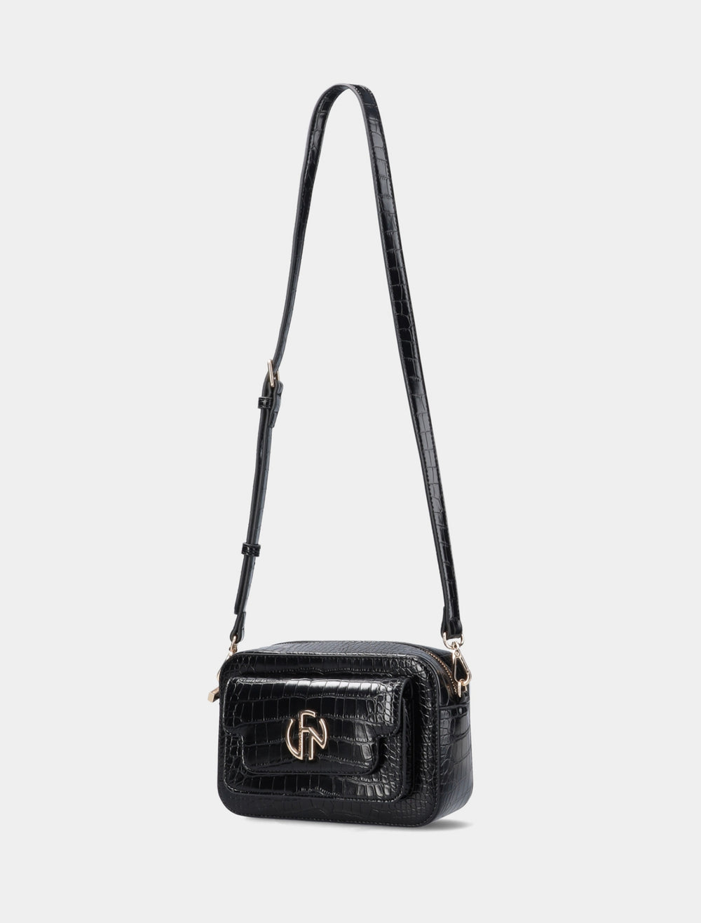 Cooper Croco Camera Bag Black | Forever New