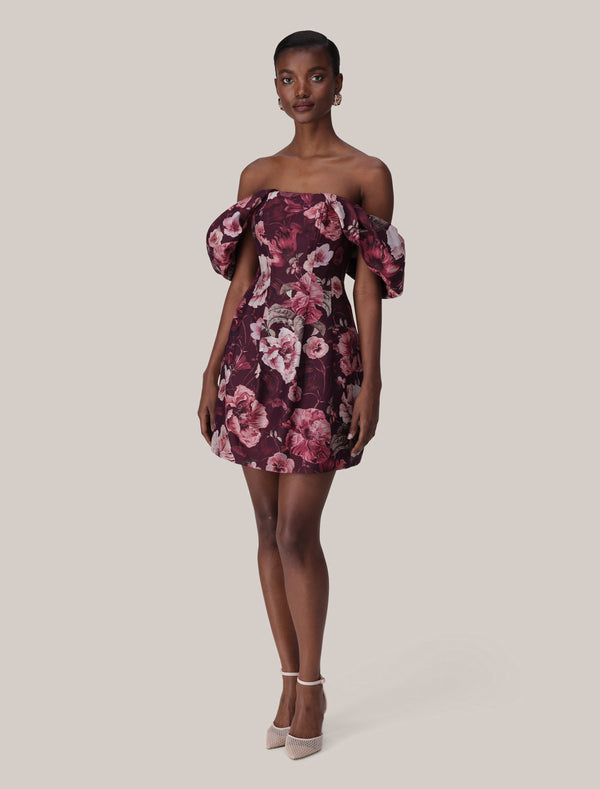 Jacquie Off Shoulder Mini Dress Berry Layla | Forever New