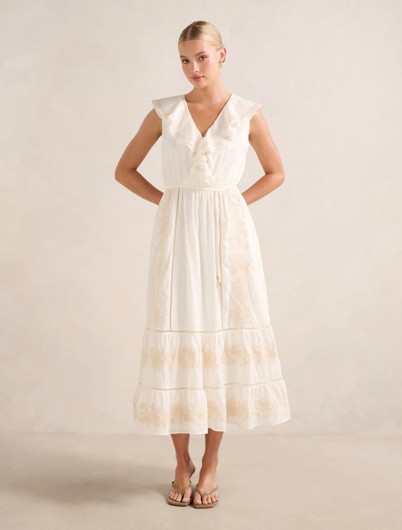 Cassandra Embroidered Midi Dress Vera | Forever New