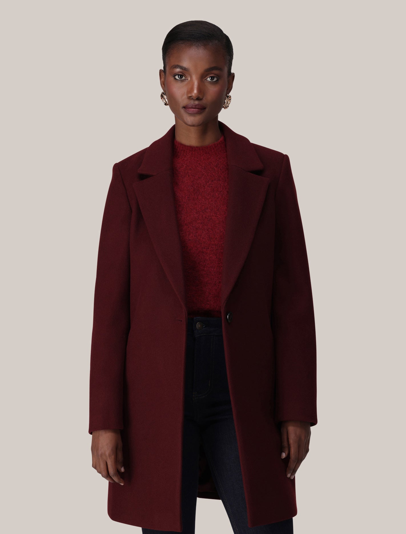 Cassie Single Breasted Coatigan Berry | Forever New