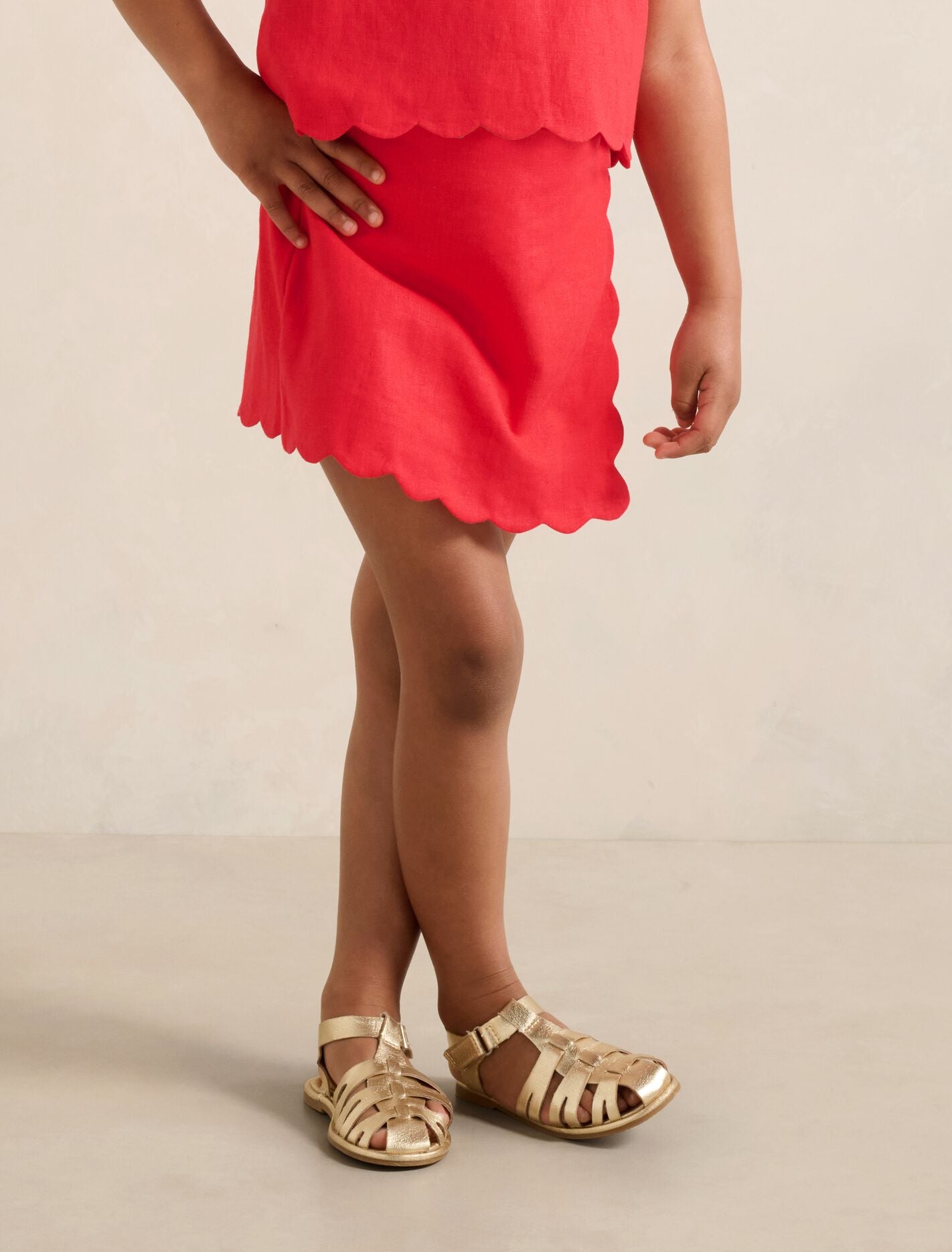 Aria Girls Scalloped Skort Claire Red | Forever New