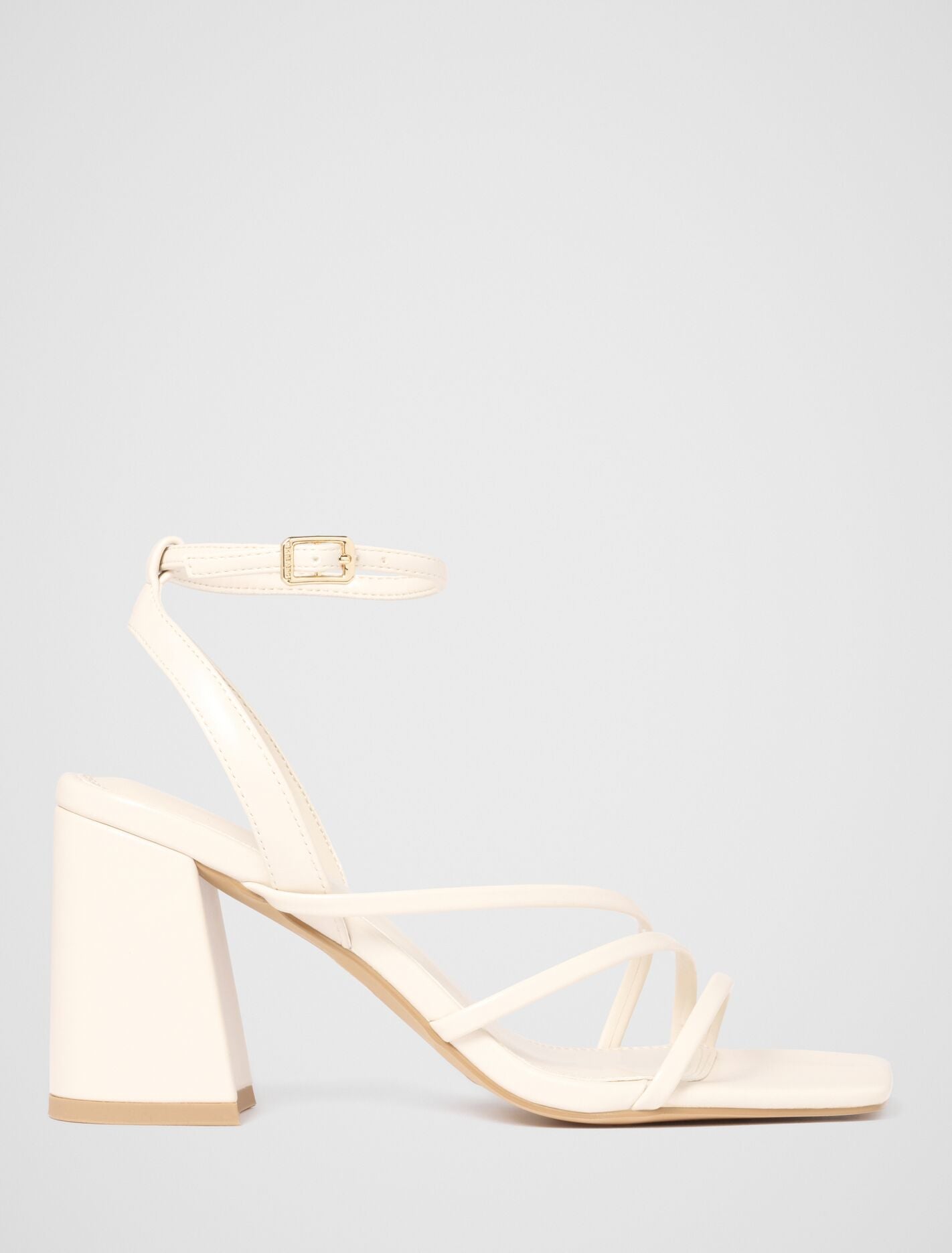 Beth Block Heel Asymmetrical Sandal Ivory | Forever New