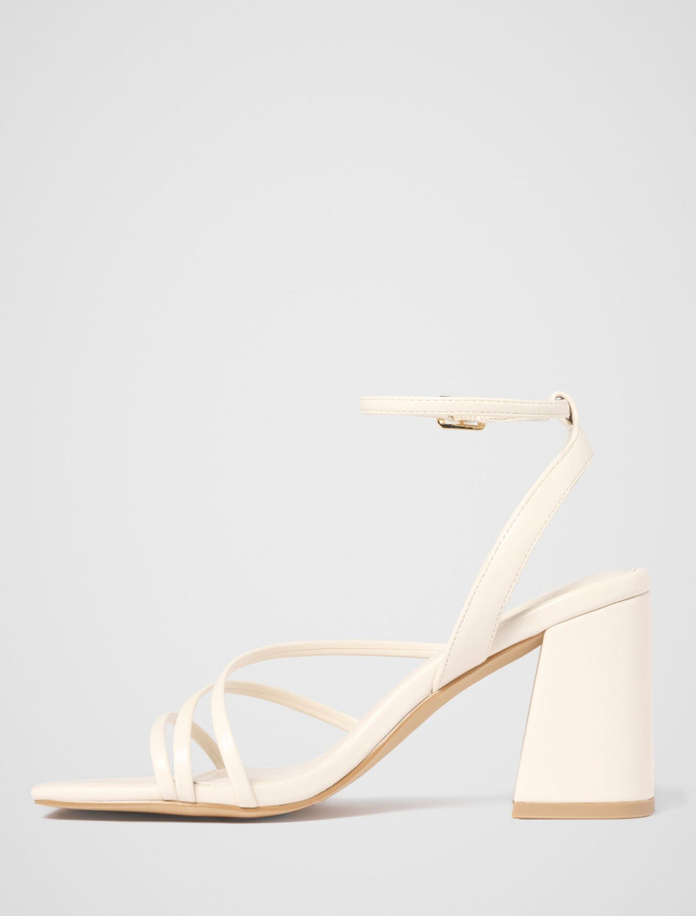 Beth Block Heel Asymmetrical Sandal Ivory | Forever New
