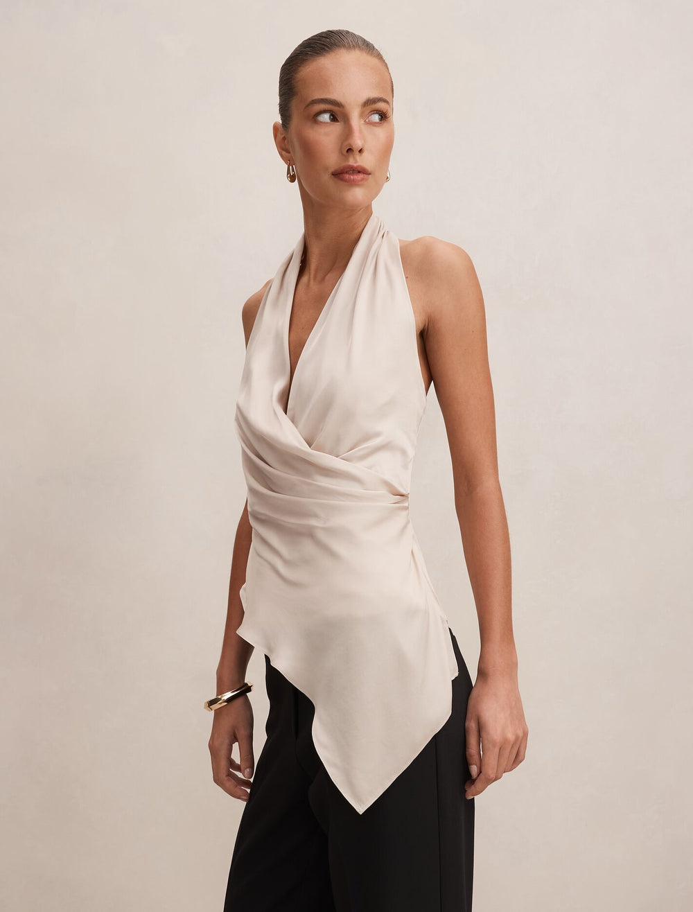 Isabella Drape Detail Top Champagne | Forever New