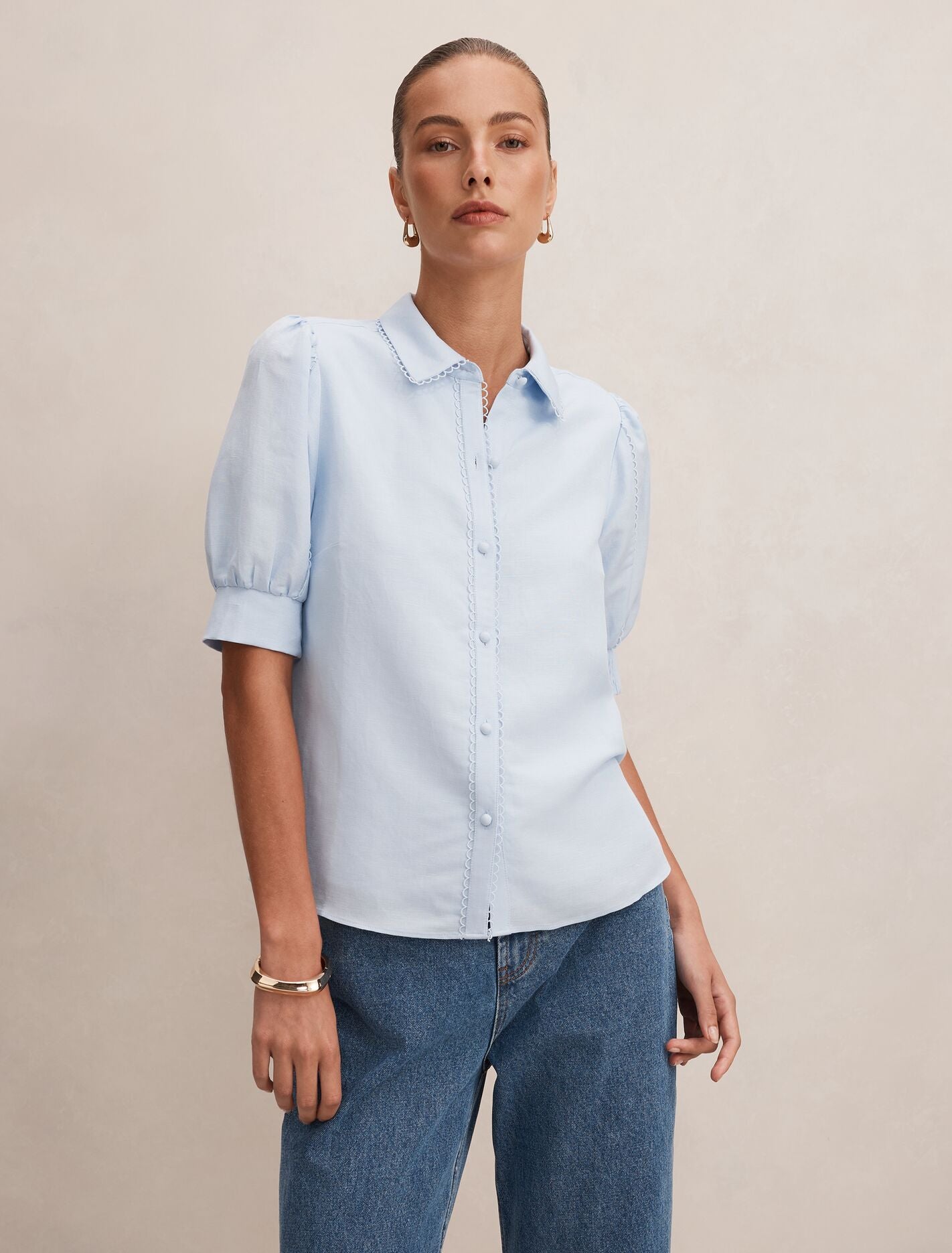 Finley Trim Detail Blouse Icicle | Forever New