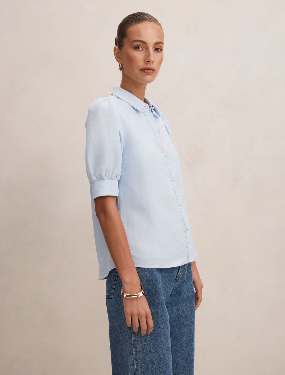 Finley Trim Detail Blouse Icicle | Forever New