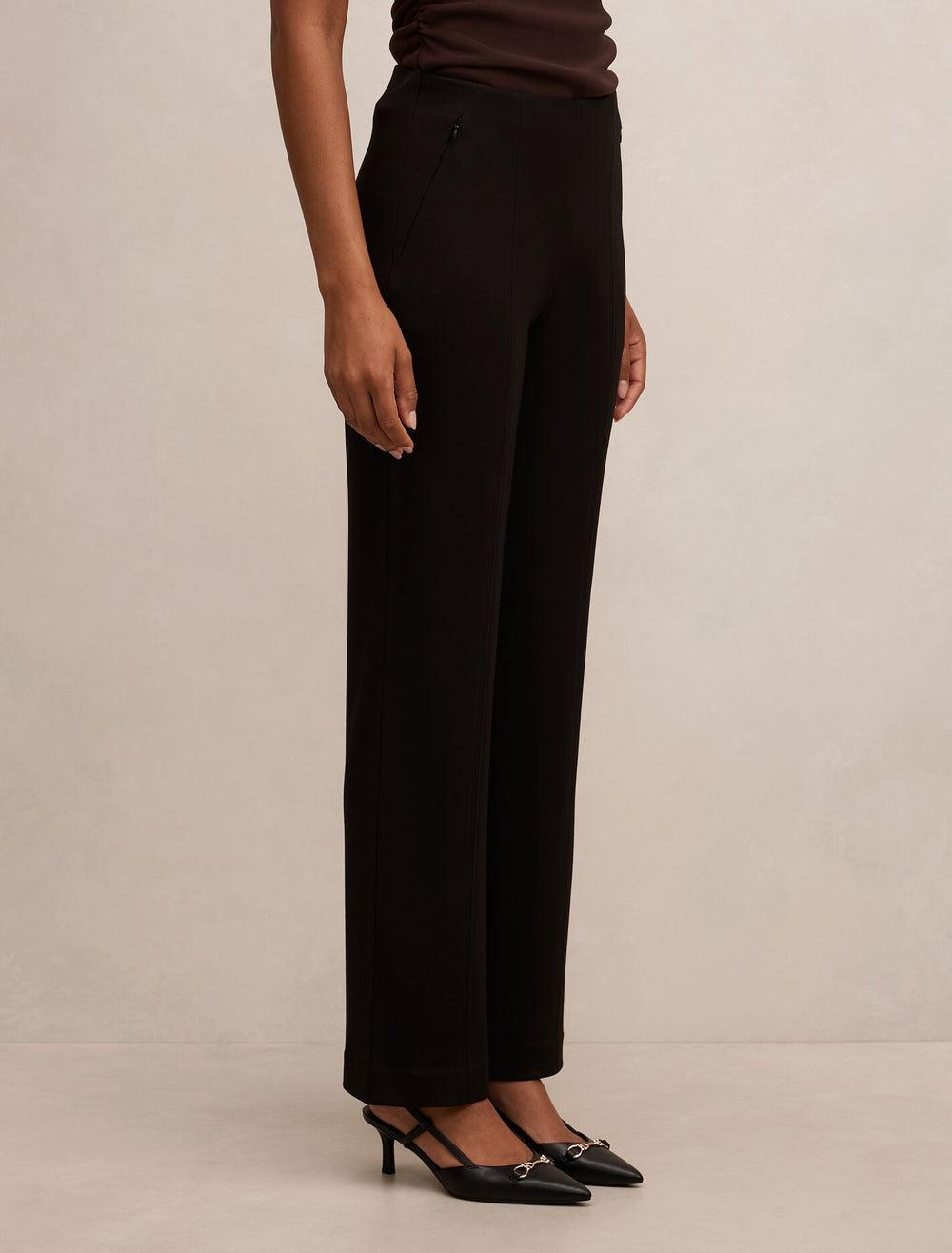 Piper Ponte Straight Leg Pants Black | Forever New
