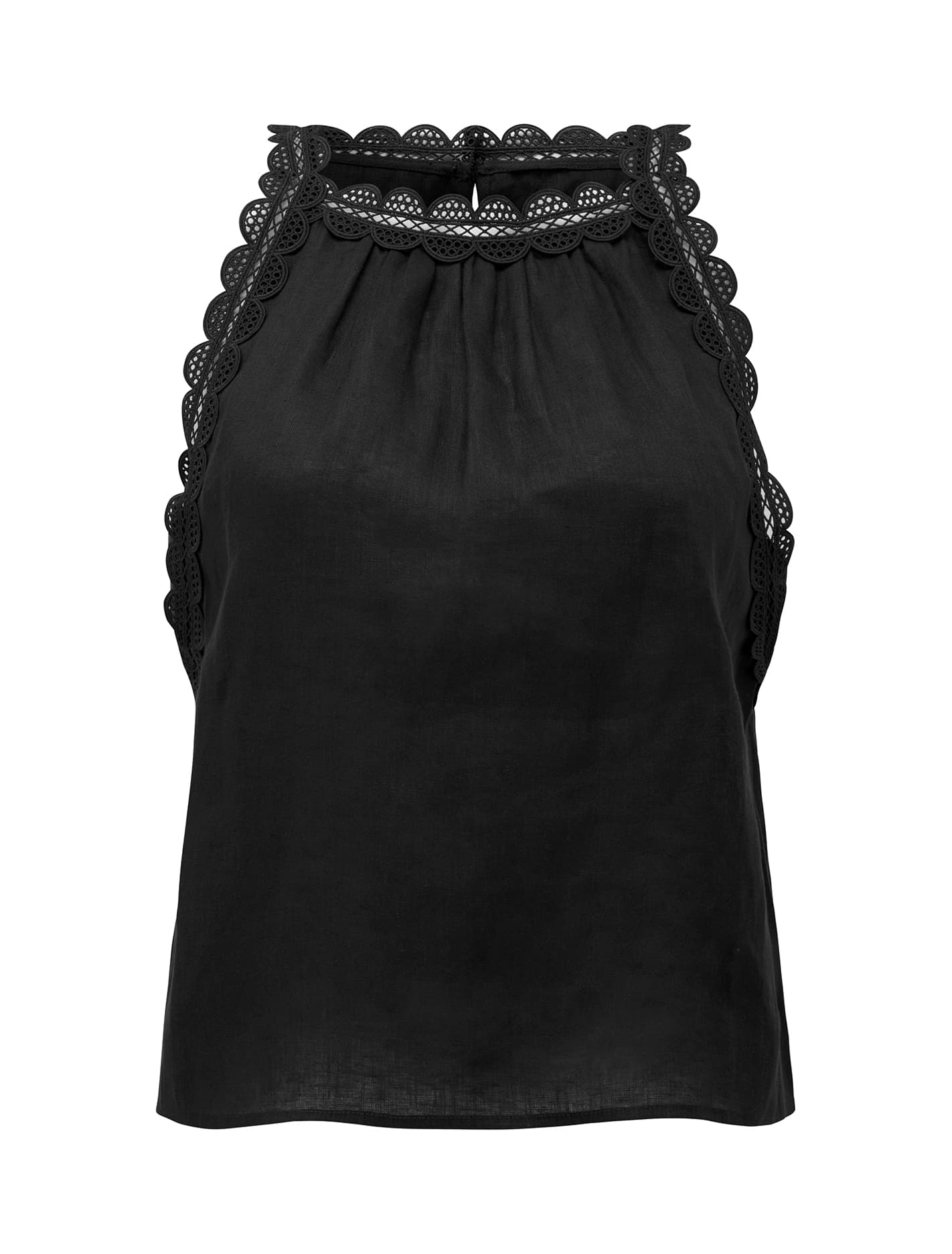 Linley Linen Trim Tank Top Black | Forever New