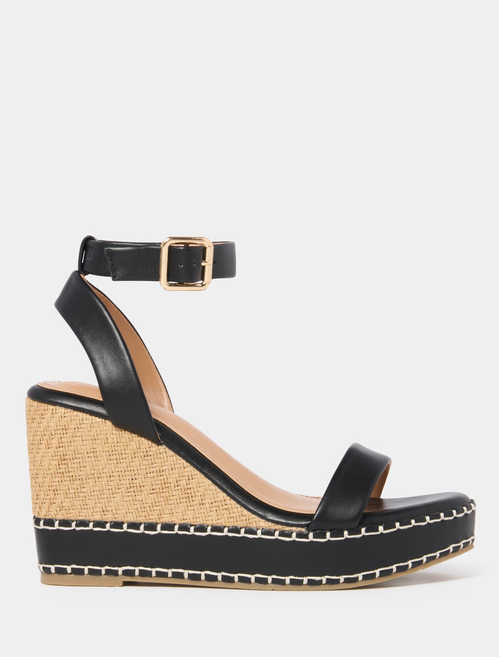 Nora Espadrille Wedge Heel Sandal Black | Forever New
