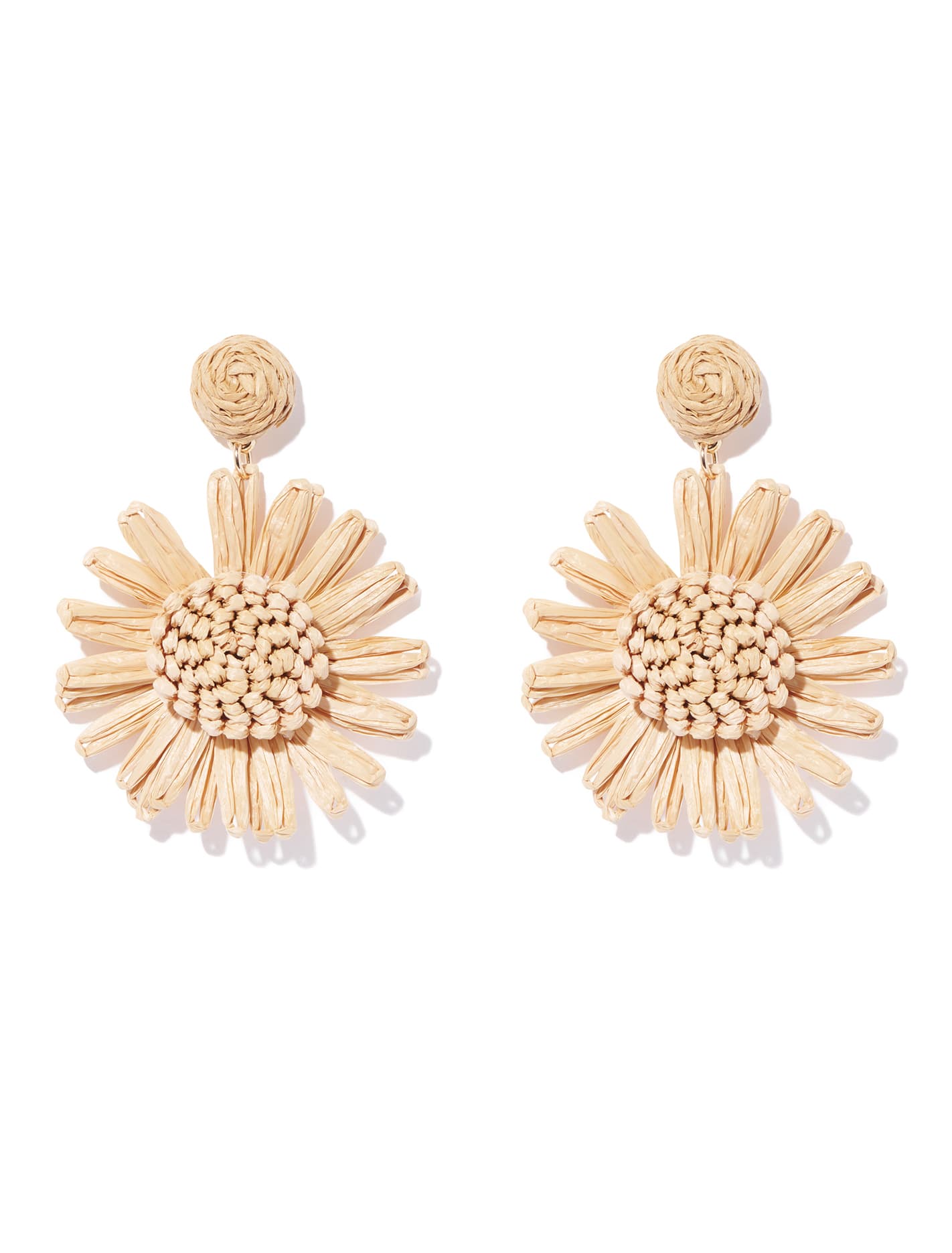 Elaina Woven Flower Earrings Natural | Forever New