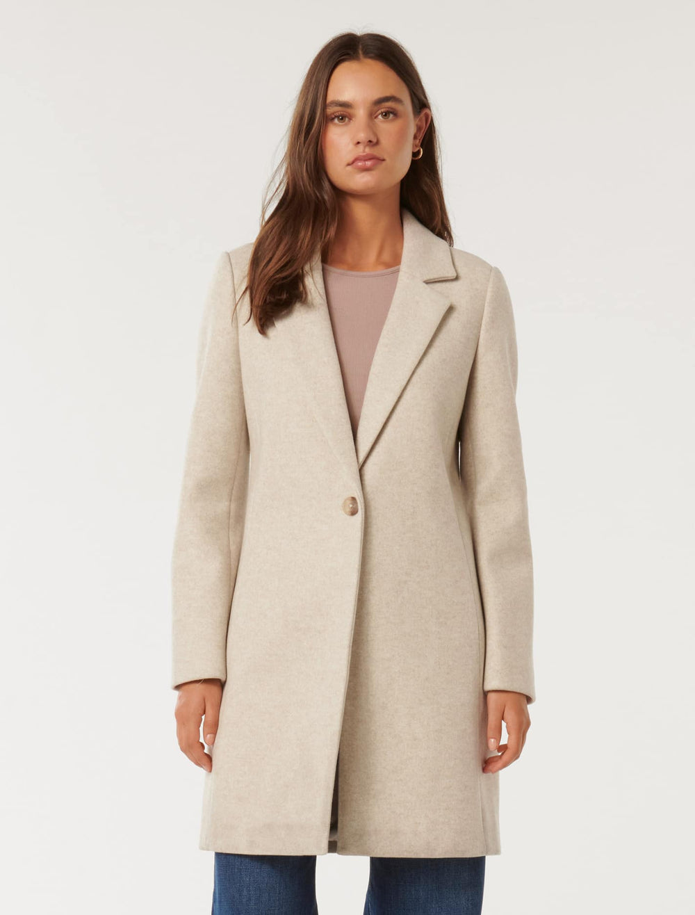 Anna Single Breasted Coatigan Oatmeal Marle | Forever New