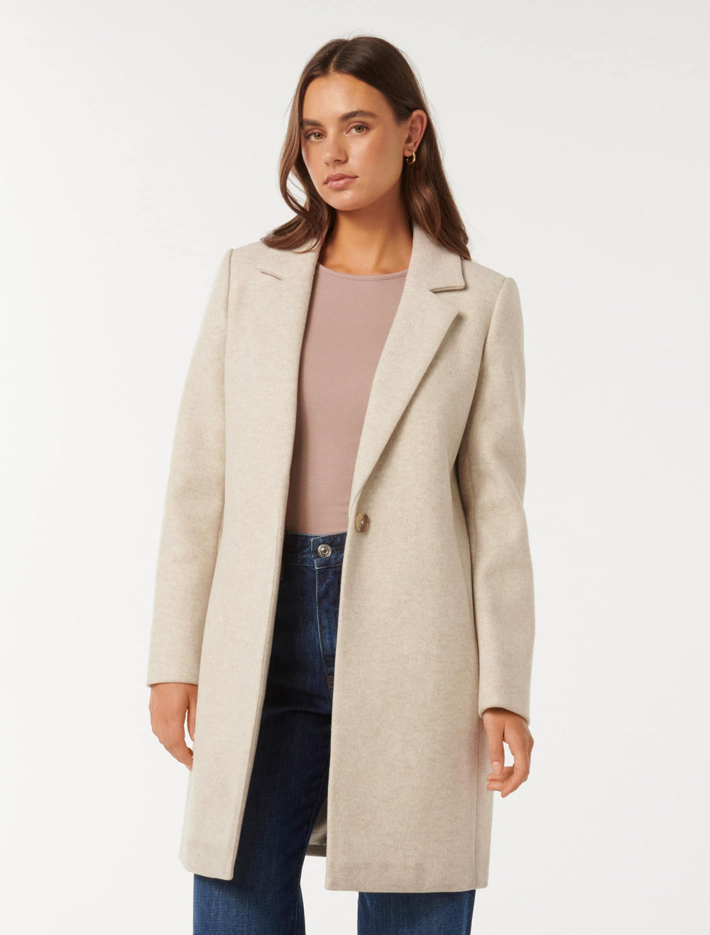 Anna Single Breasted Coatigan Oatmeal Marle | Forever New