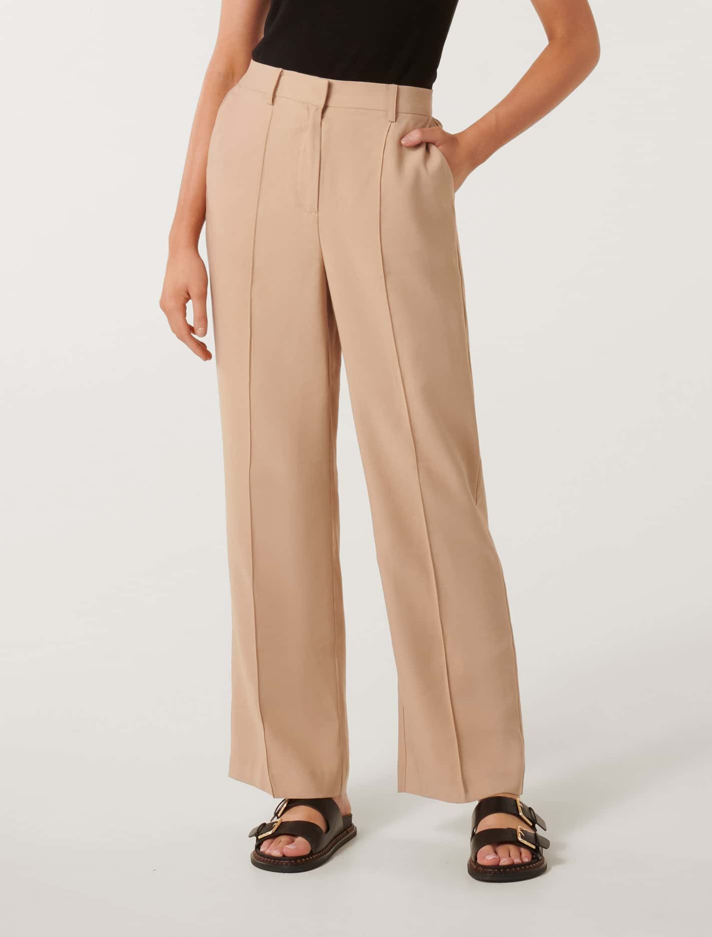 Robyn Relaxed Straight Leg Pants Neutral | Forever New