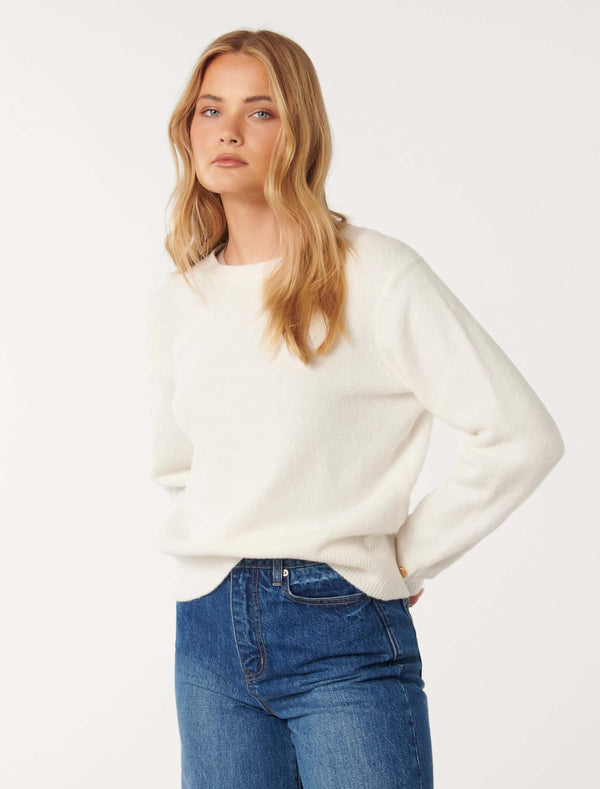 Camille Brushed Knit Jumper Porcelain | Forever New