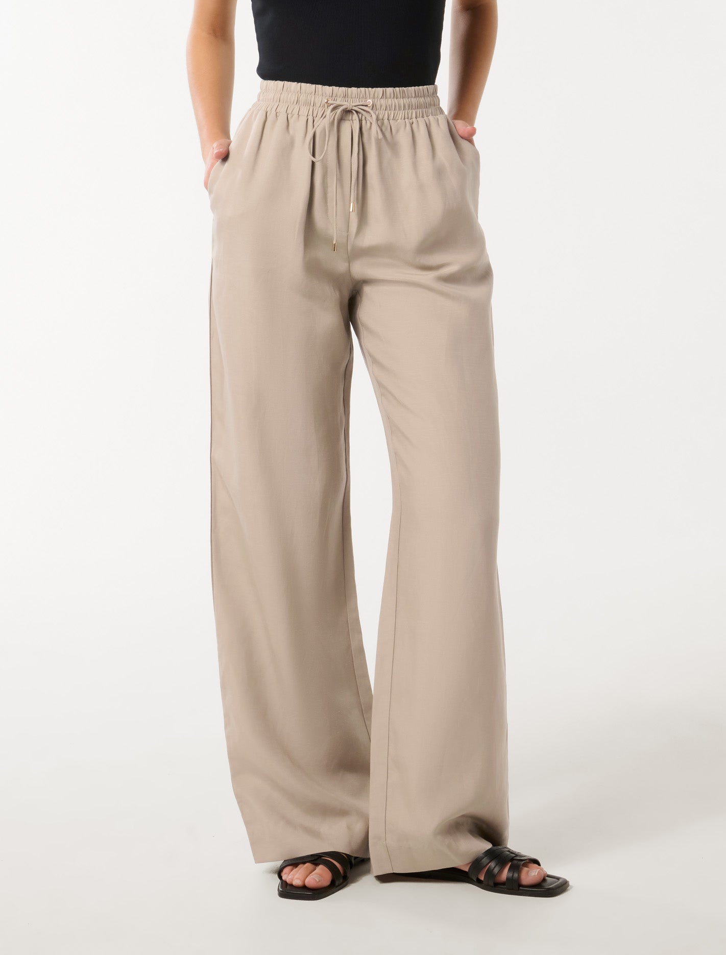 Phoebe Drawstring Wide Leg Pants Soft Clay | Forever New