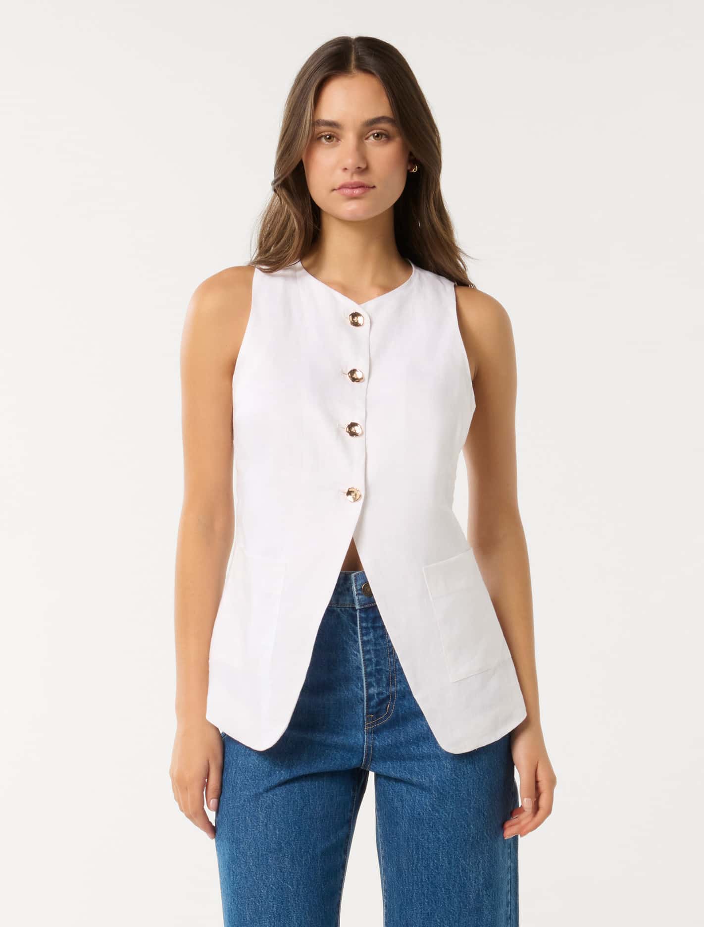 Clementine Soft Vest Porcelain | Forever New