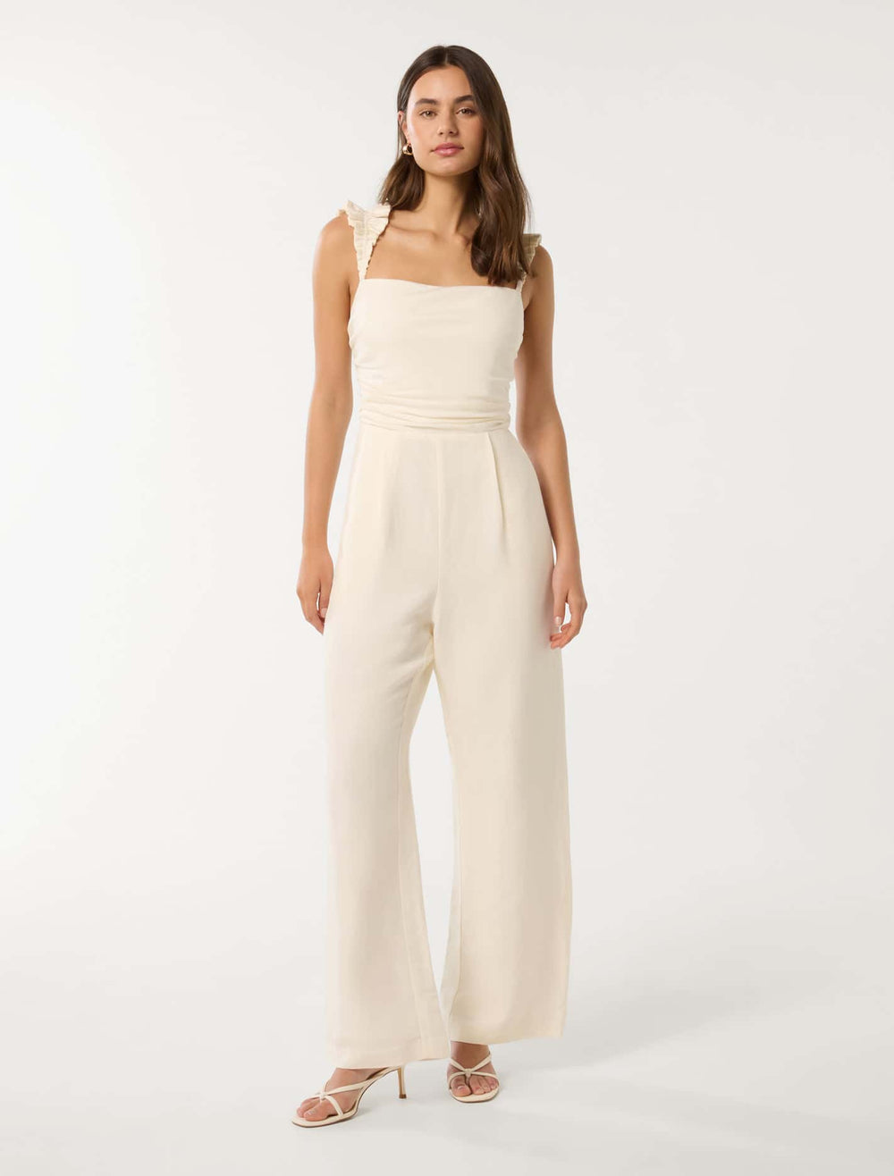 Reya Ruched Bodice Jumpsuit Porcelain | Forever New