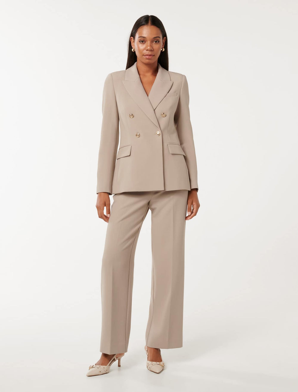 Aries Straight Leg Pants Neutral Suit | Forever New