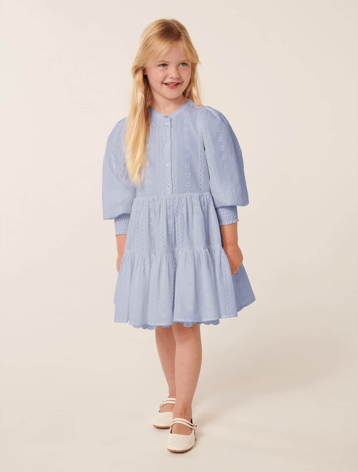 Goldie Girls Puff Sleeve Dress Pacific Blue | Forever New