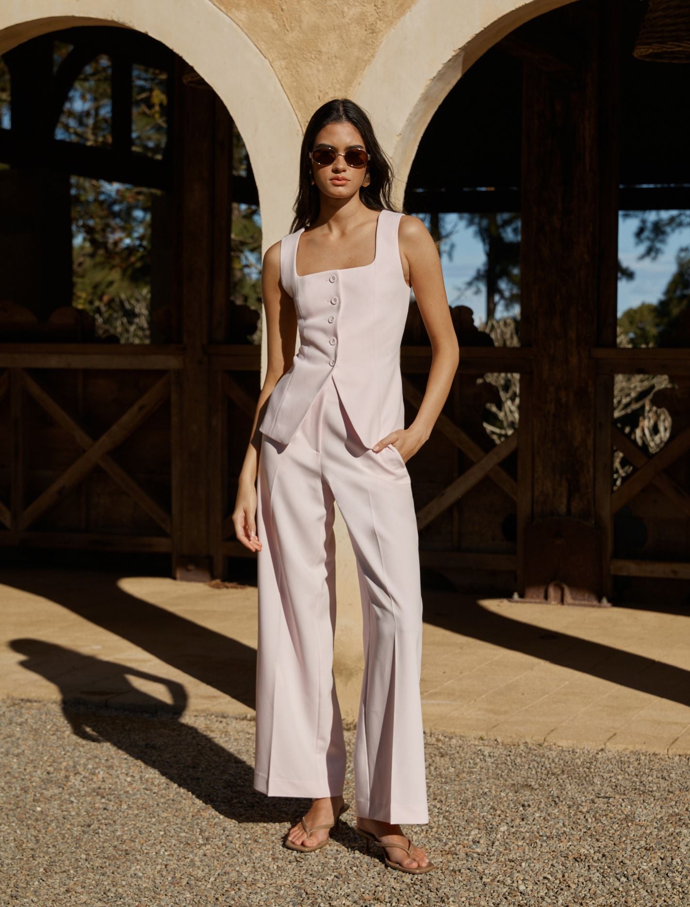 Haisley Square Neck Waistcoat Cherry Blossom Suit | Forever New