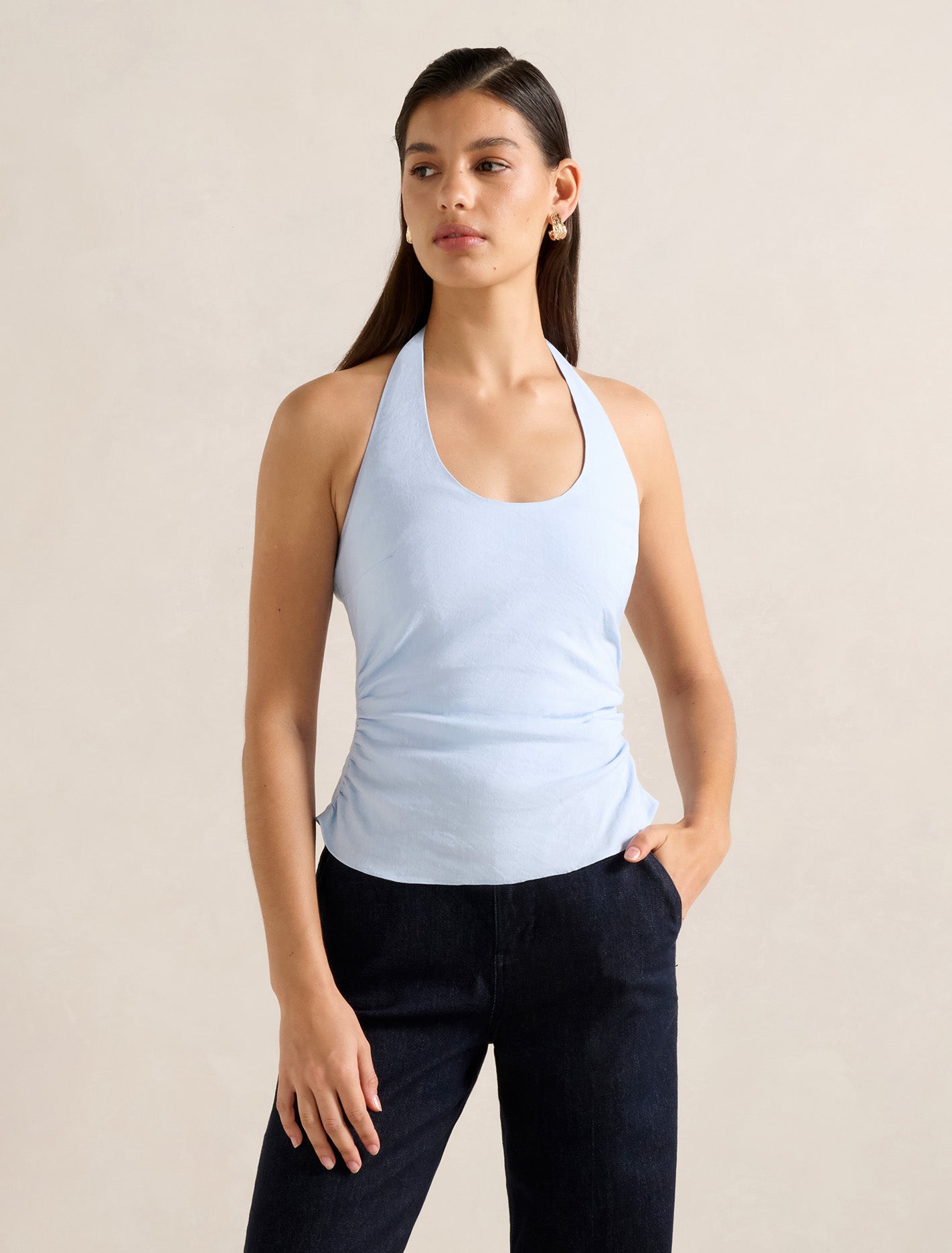 Shelby Halter Neck Top Cloud Blue | Forever New