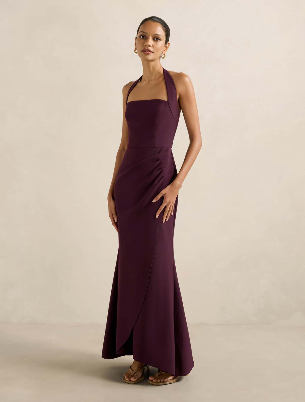 Willow Petite Halter Wrap Maxi Dress Shiraz | Forever New