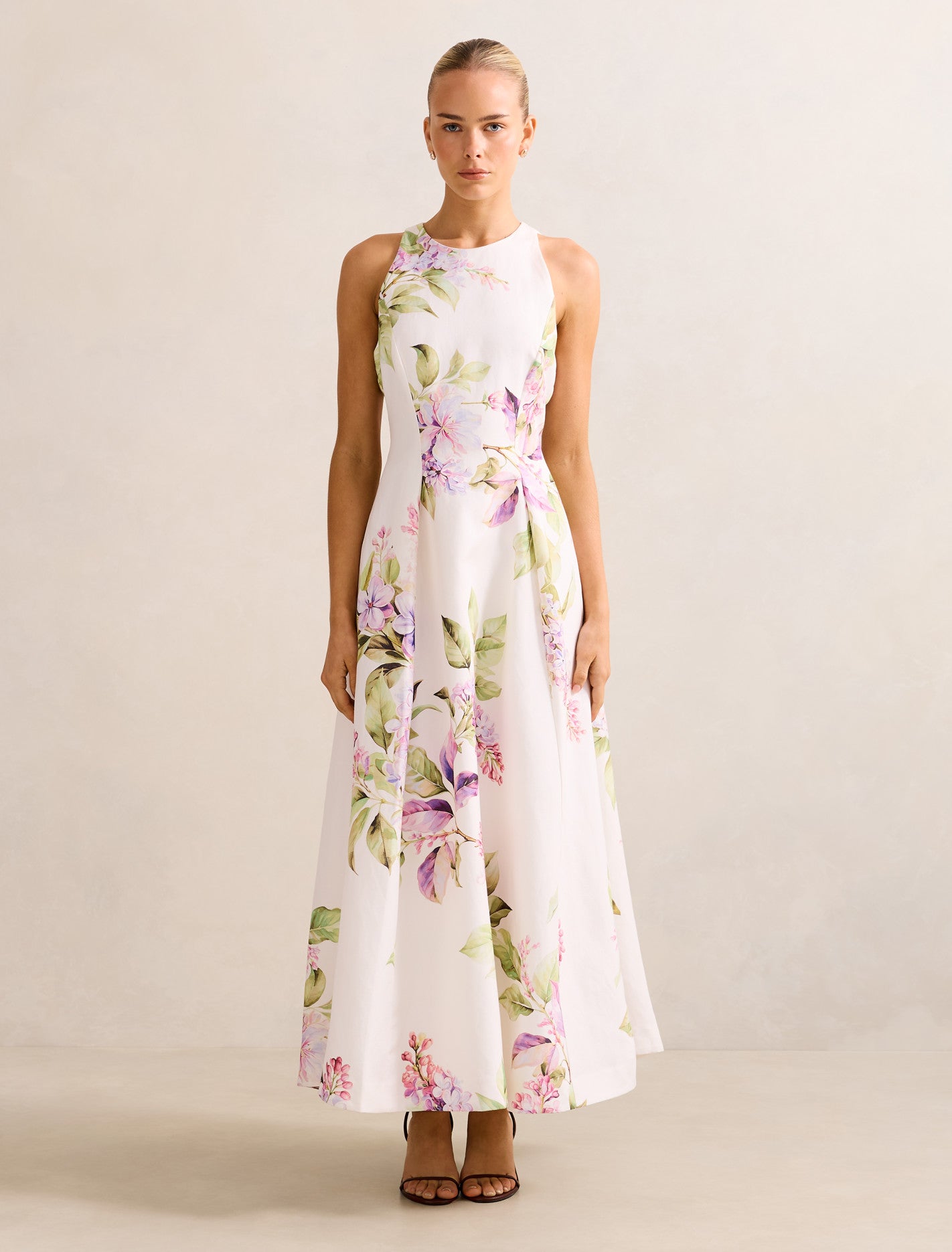 Sophia High Neck Printed Midi Dress Floral | Forever New