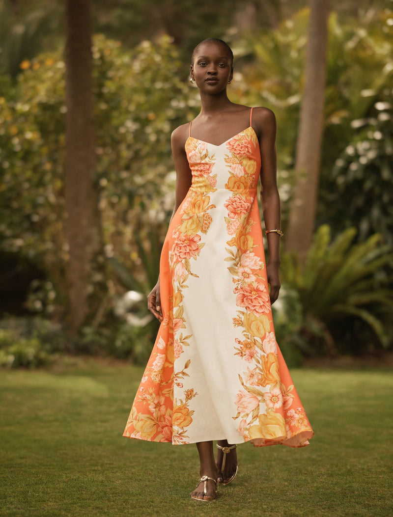 Livvy Strappy Linen Midi Dress Mercia Floral | Forever New